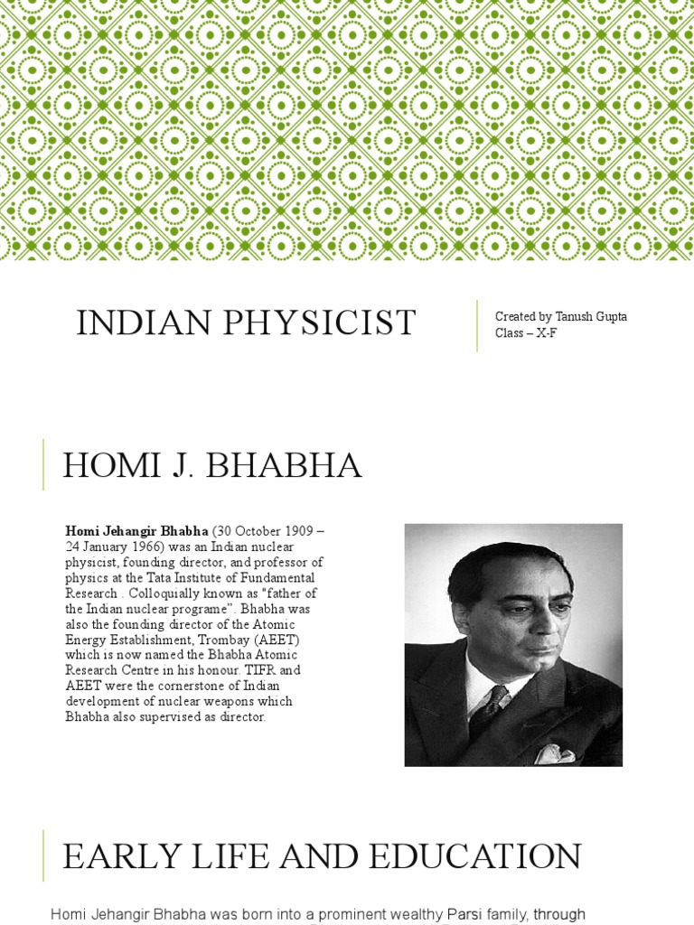Indian Physicist: Created by Tanush Gupta Class - X-F | PDF | Physical ...