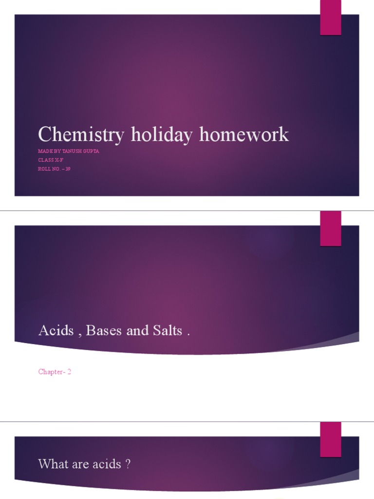 Chemistry Holiday Homework | PDF | Hydroxide | Acid