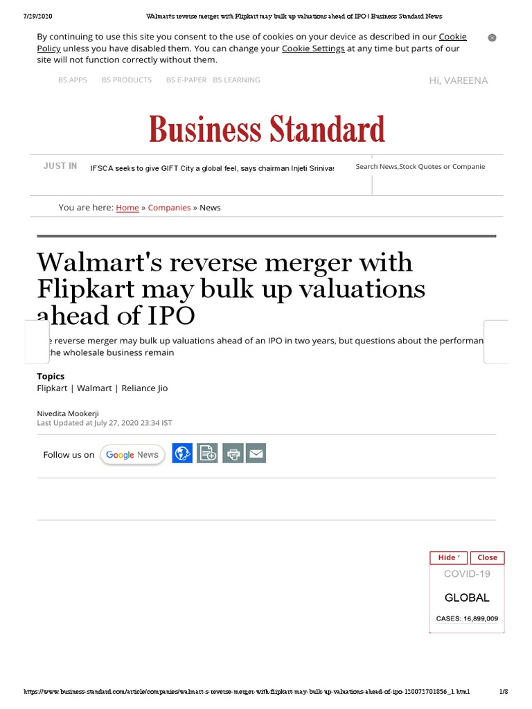 Walmart-Flipkart Merger Boosts IPO Value | PDF | Walmart | Mergers And ...