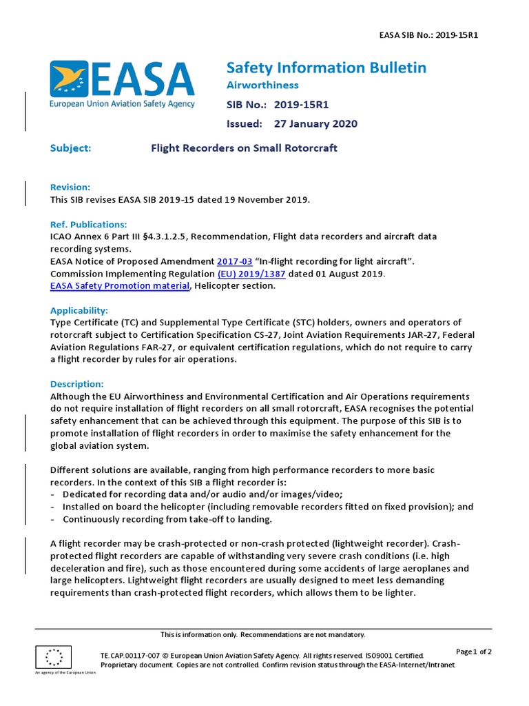 Safety Information Bulletin: Airworthiness | PDF | Flight Recorder ...