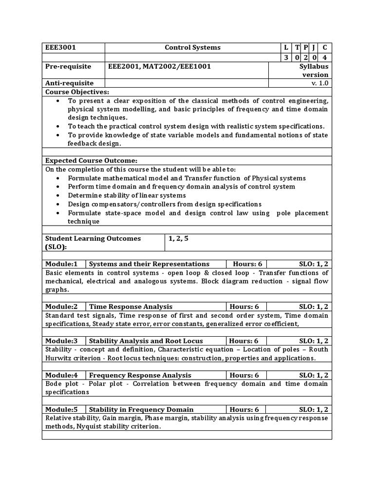 3.syllabus Rubrics | PDF | Control Theory | Systems Theory 3.syllabus Rubrics | PDF | Control Theory | Systems Theory