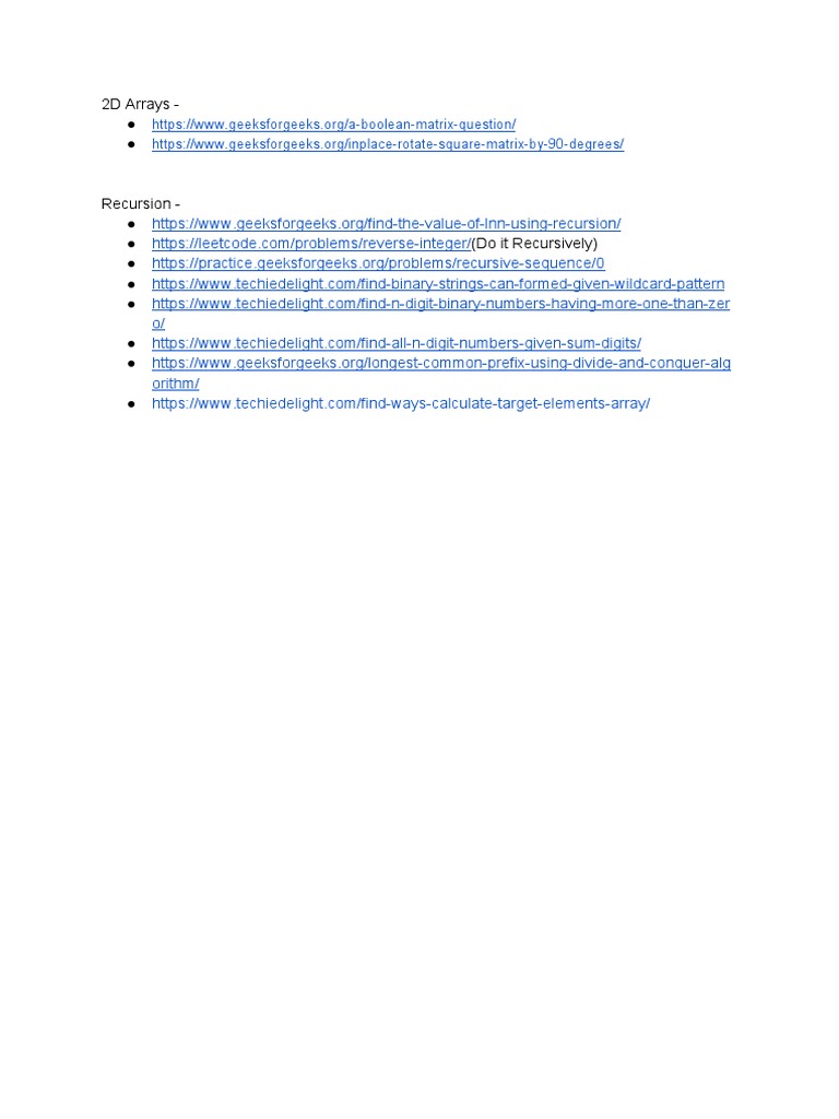 2d Array and Recursion Bonus Problems PDF | PDF