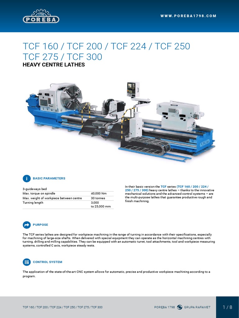TCF 160 / TCF 200 / TCF 224 / TCF 250 TCF 275 / TCF 300: Heavy Centre Lathes | PDF | Crafts ...