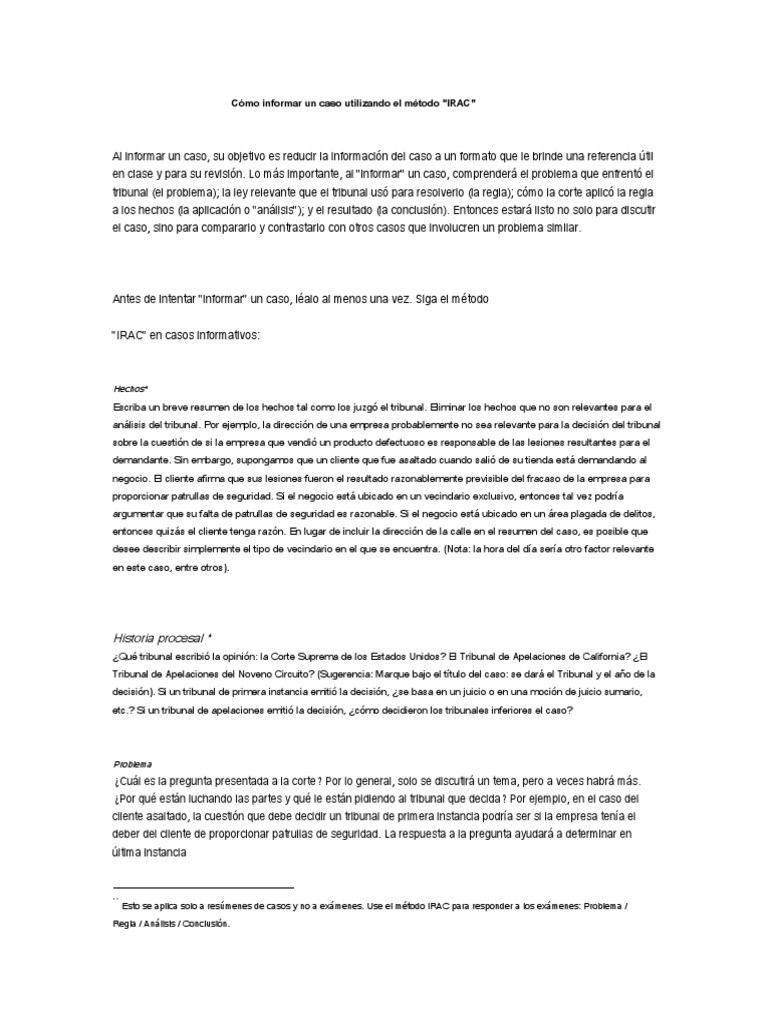 How To Brief A Case Using The IRAC Method .En - Es | PDF | Justicia ...
