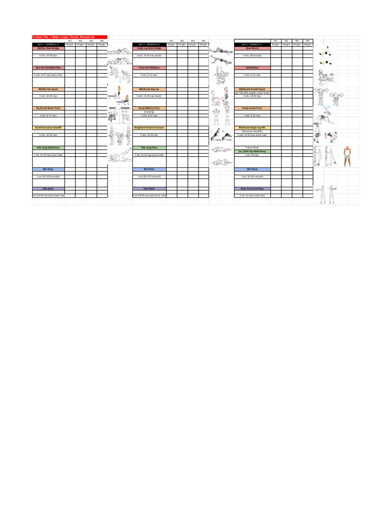 Strong Curves Weeks 1-8 Spreadsheet PDF | PDF | Kettlebell | Weight Training