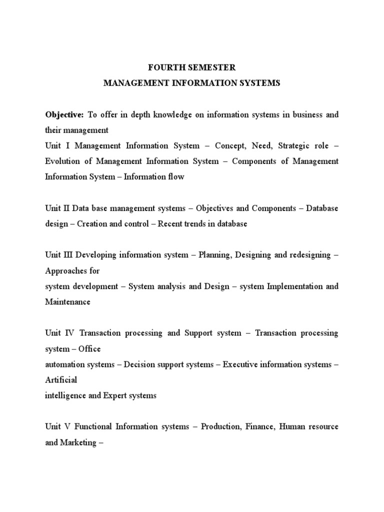 Mis Notes For 5 Units | PDF | Management Information System ...