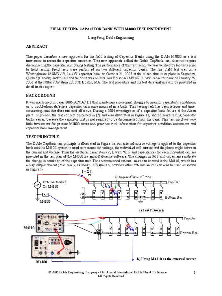 Field Testing Capacitor Bank With M4000 Test Instrument | PDF | Series ...