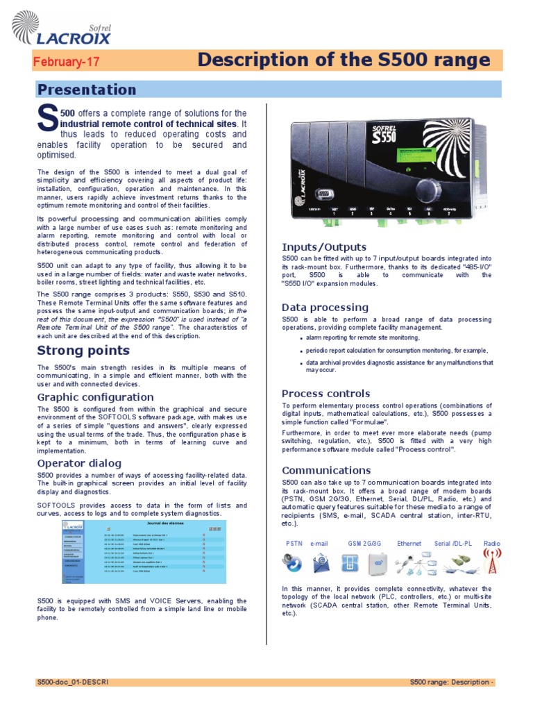 Description of The S500 Range: Presentation | PDF | Scada | Computer ...
