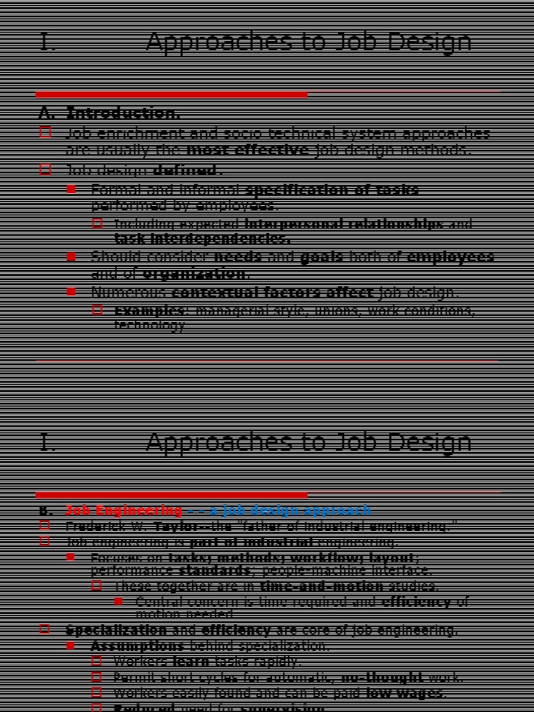 I. Approaches To Job Design: A. Introduction | PDF | Industrial ...