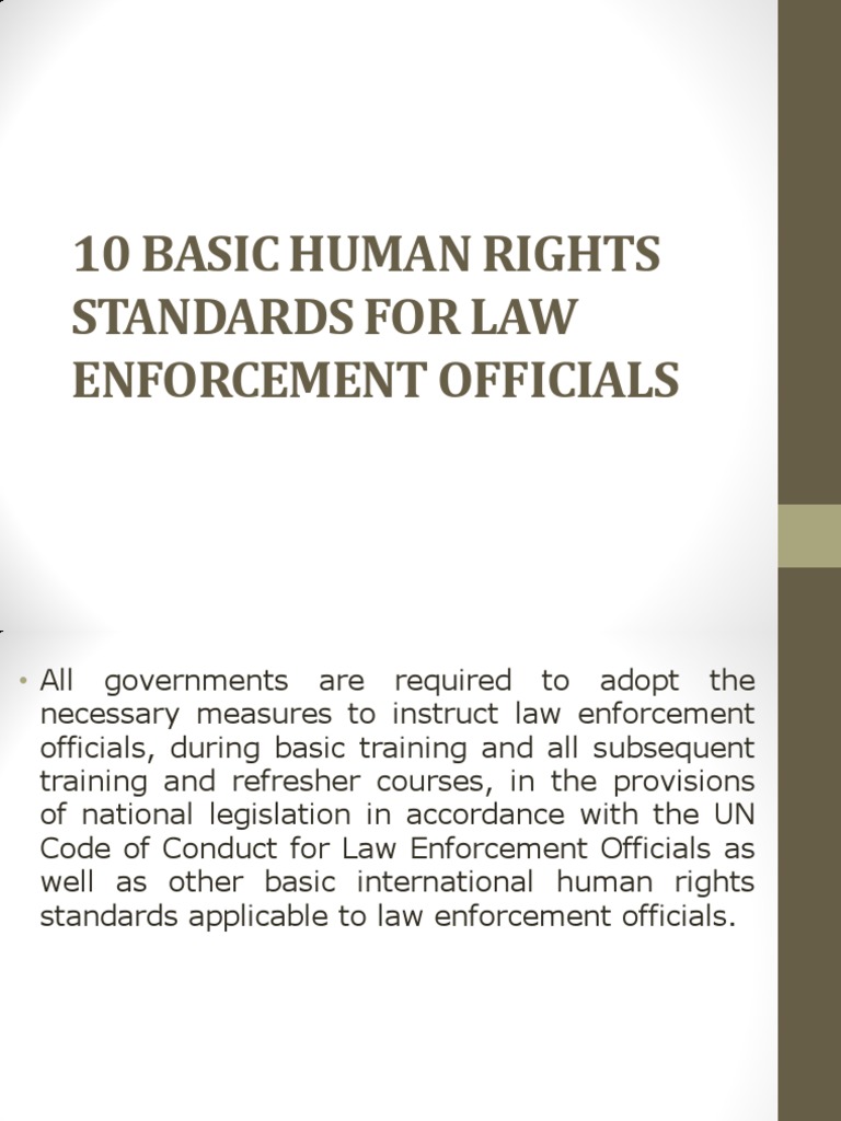 10 Basic Human Rights Standards For Law Enforcement | PDF | Arrest ...