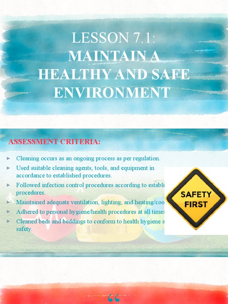 LESSON 7.1:: Maintain A Healthy and Safe Environment | PDF ...