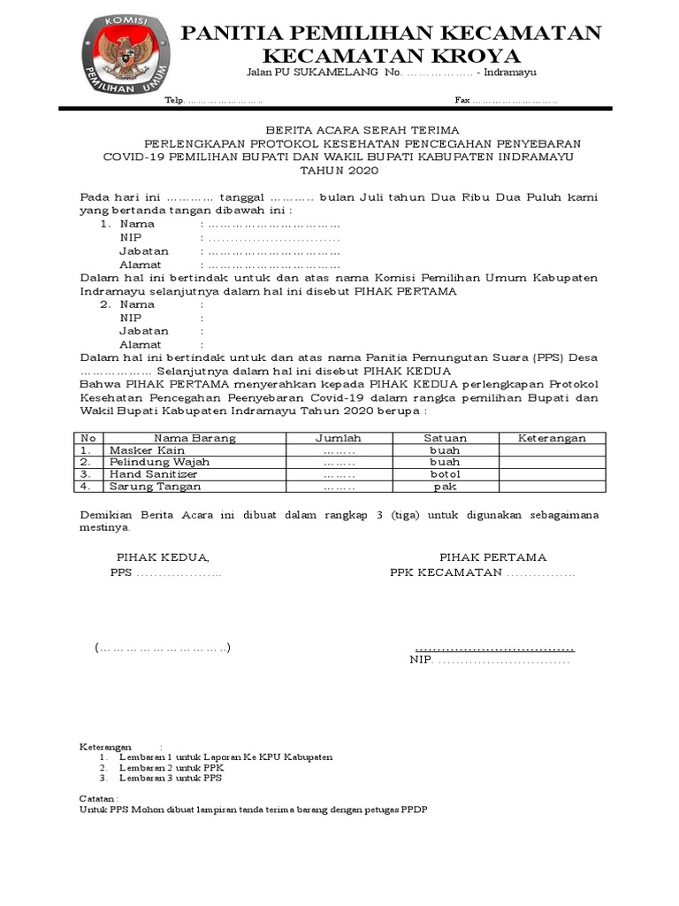 Contoh Format BAST PPK Ke PPS | PDF