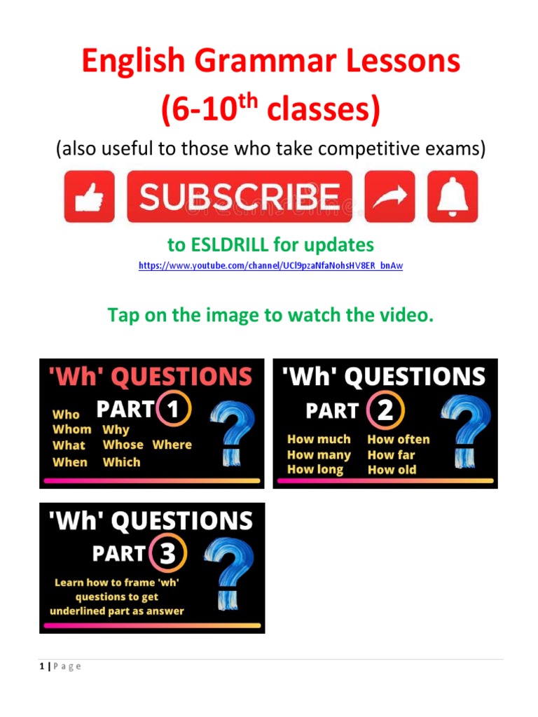 English Grammar Lessons (Videos) | PDF