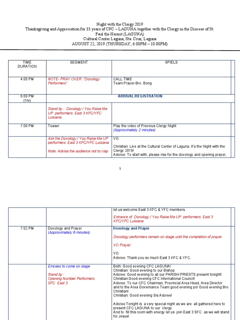 rSisMitziFoNight With The Clergy Script - 2019 | PDF | Catholic Church ...