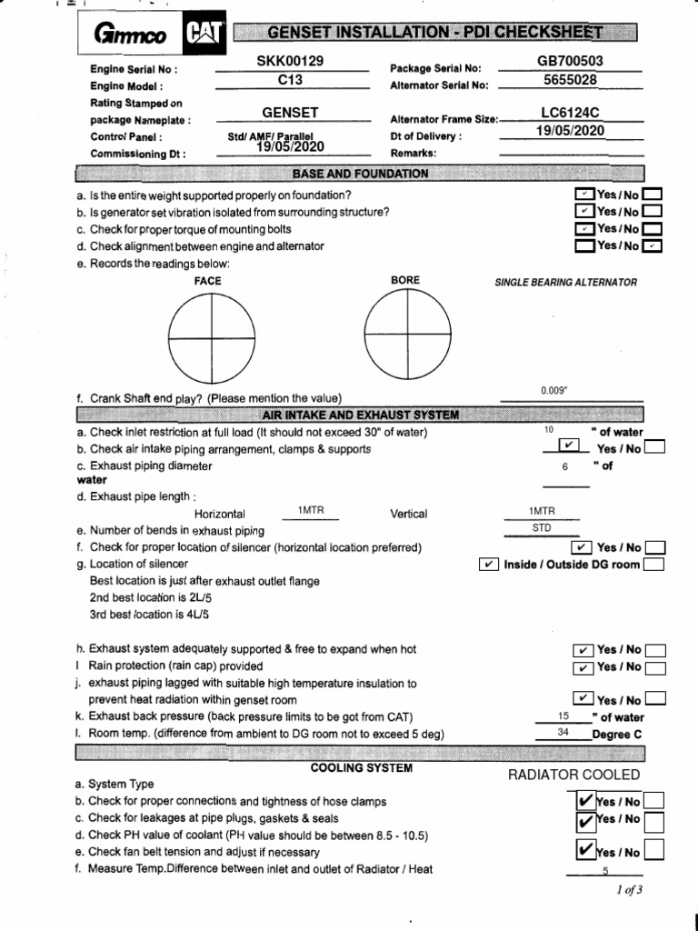 Commissioning Checklist 2 | PDF | Relay | Battery Charger