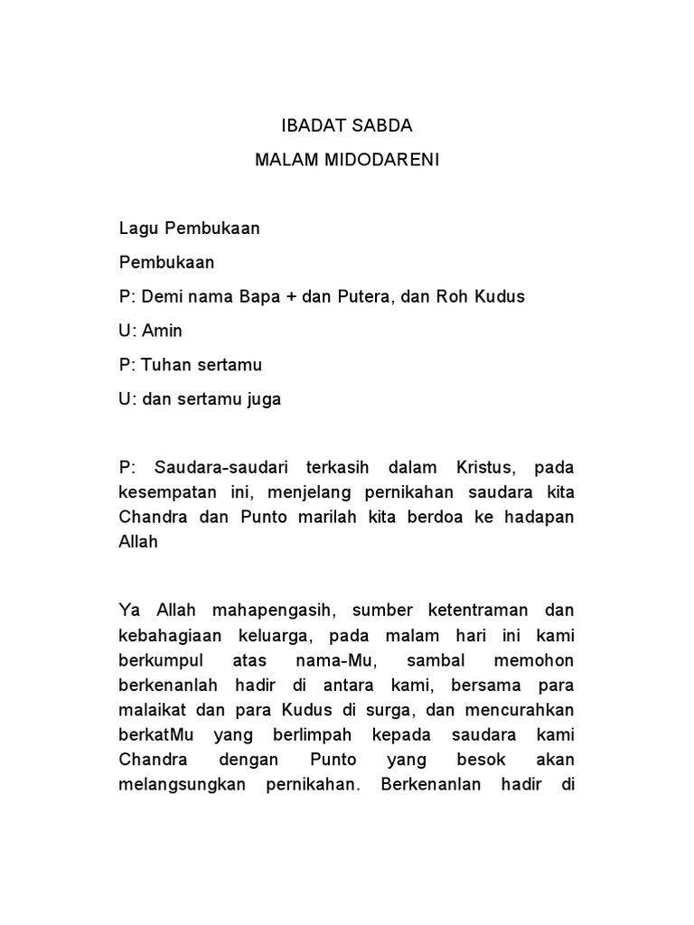 Ibadat Sabda Malam Midodareni Katolik | PDF | Agama & Spiritualitas
