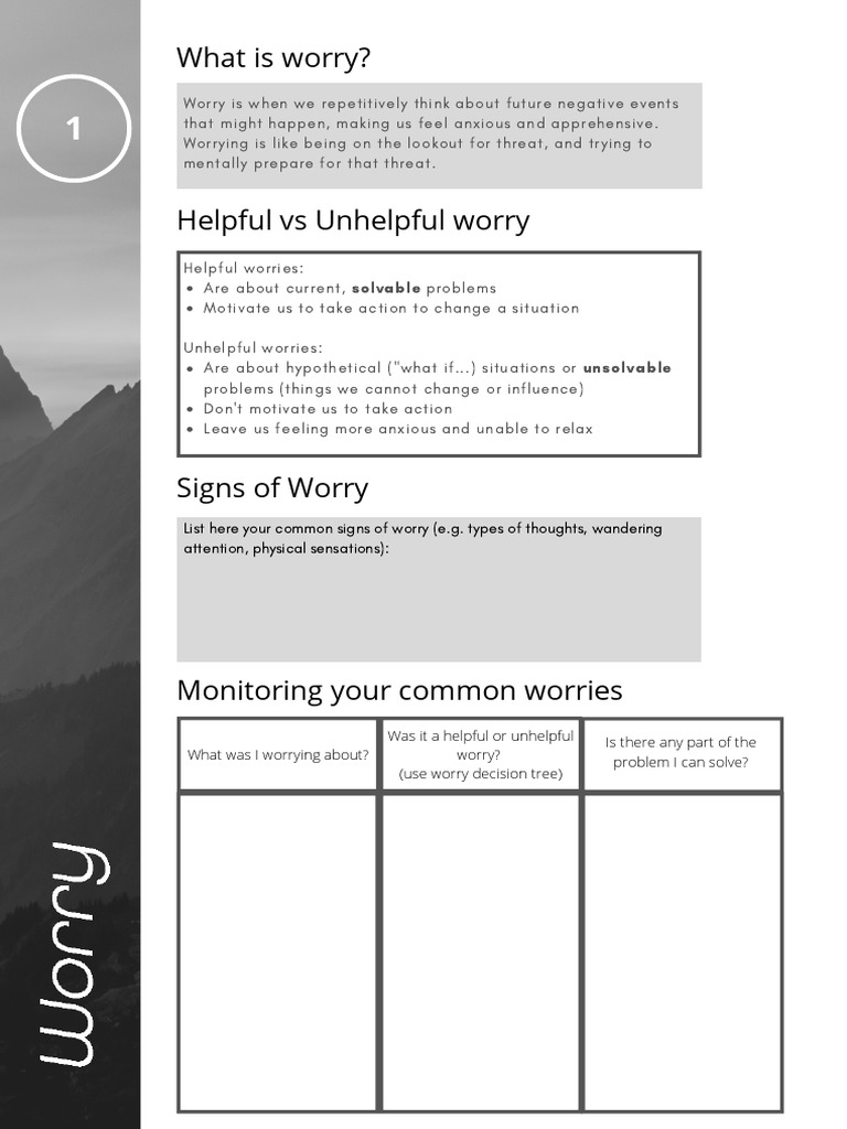 What Is Worry?: List Here Your Common Signs of Worry (E.g. Types of ...