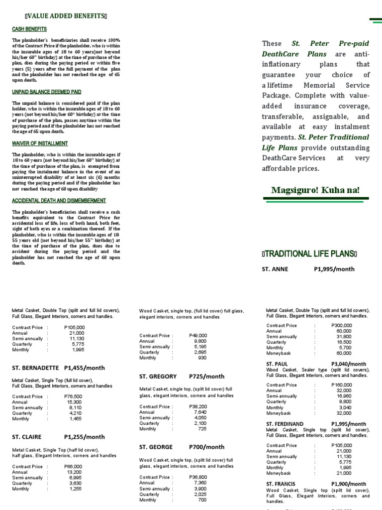 ST Peter Leaflets | PDF | Private Law | Insurance