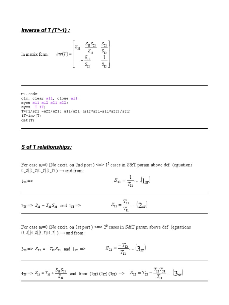 Inverse of T Parameters Derivation | PDF | Disabled Sports | Teaching ...