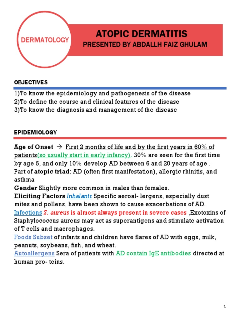 Atopic Dermatitis Pdf Dermatitis Allergy