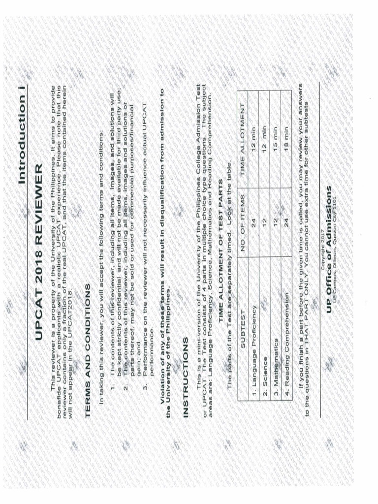 UPCAT 2018 Answer Key PDF | PDF