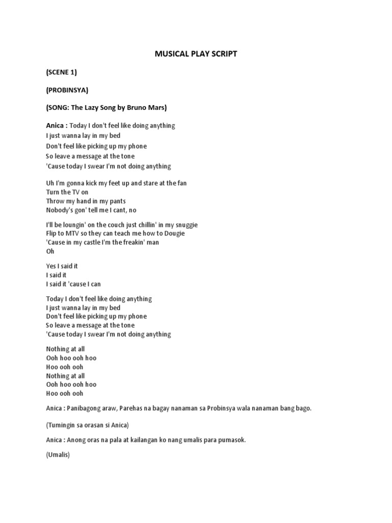 Musical Play Script | PDF