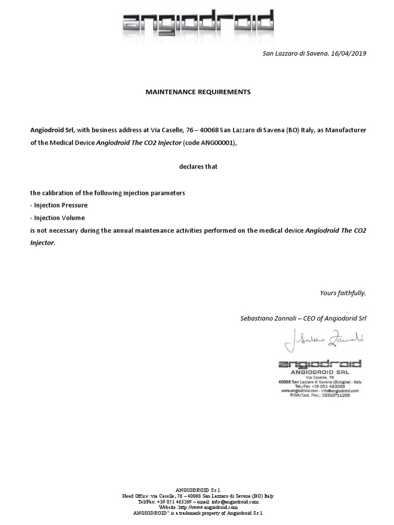 Angiodroid CO2 Injector Maintenance Guide | PDF | Business | Finance ...