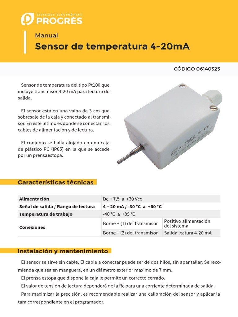 1514-4 Sensor Temperatura 4-20 Ma PDF | PDF | Sensor | Agua