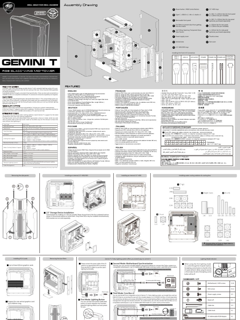 Gemini T: RGB Glass-Wing Mid-Tower | PDF | Solid State Drive | Personal ...
