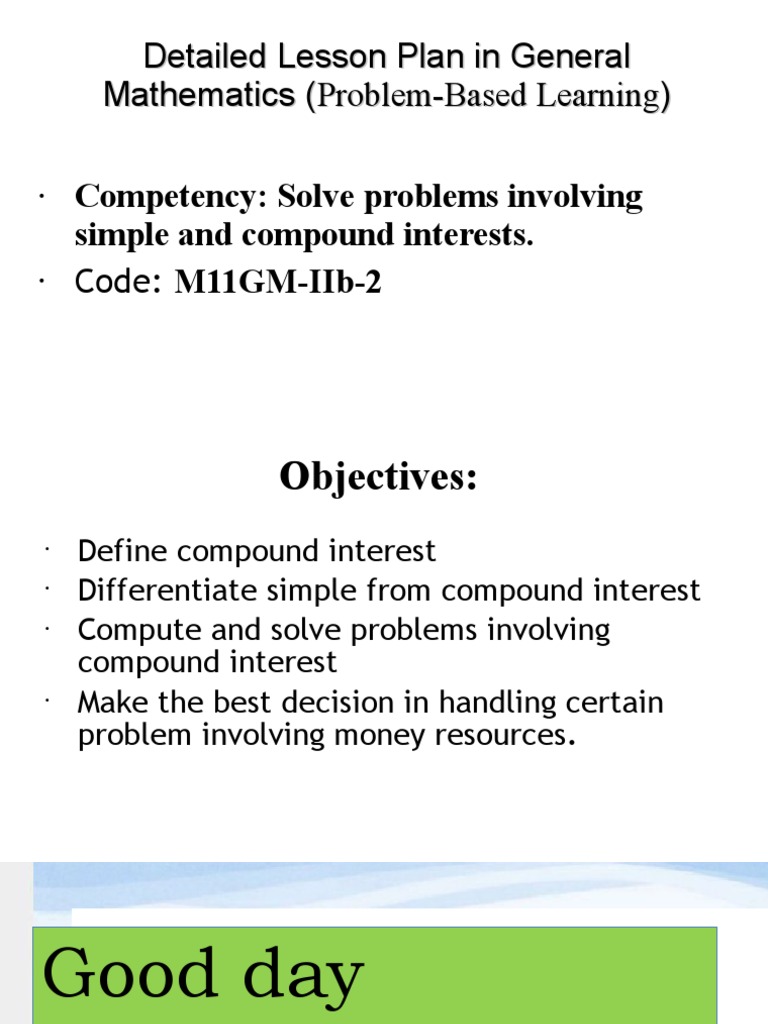 Detailed Lesson Plan in General Mathematics (Problem-Based Learning ...