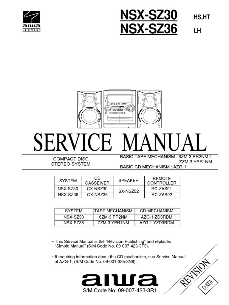 Service Manual: NSX-SZ30 NSX-SZ36 | PDF | Loudspeaker | Power Supply