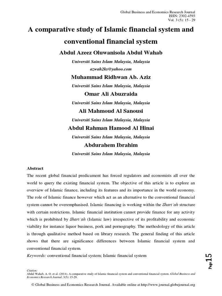 A Comparative Study of Islamic Financial System | PDF | Islamic Banking ...