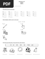 Entrance Test For Grade 1 | PDF