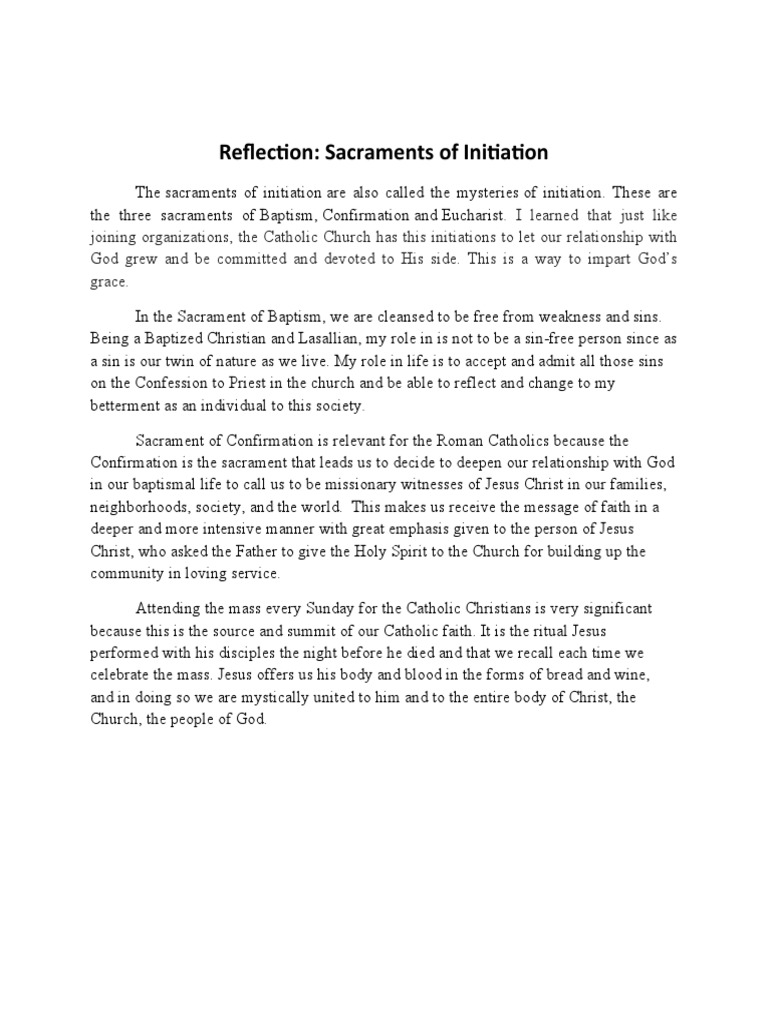 Reflection: Sacraments of Initiation | PDF