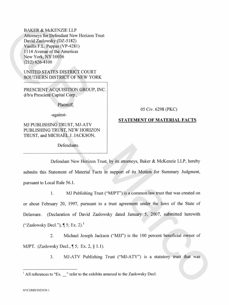 Statement Of Material Facts Text Marked Pdf Pdf