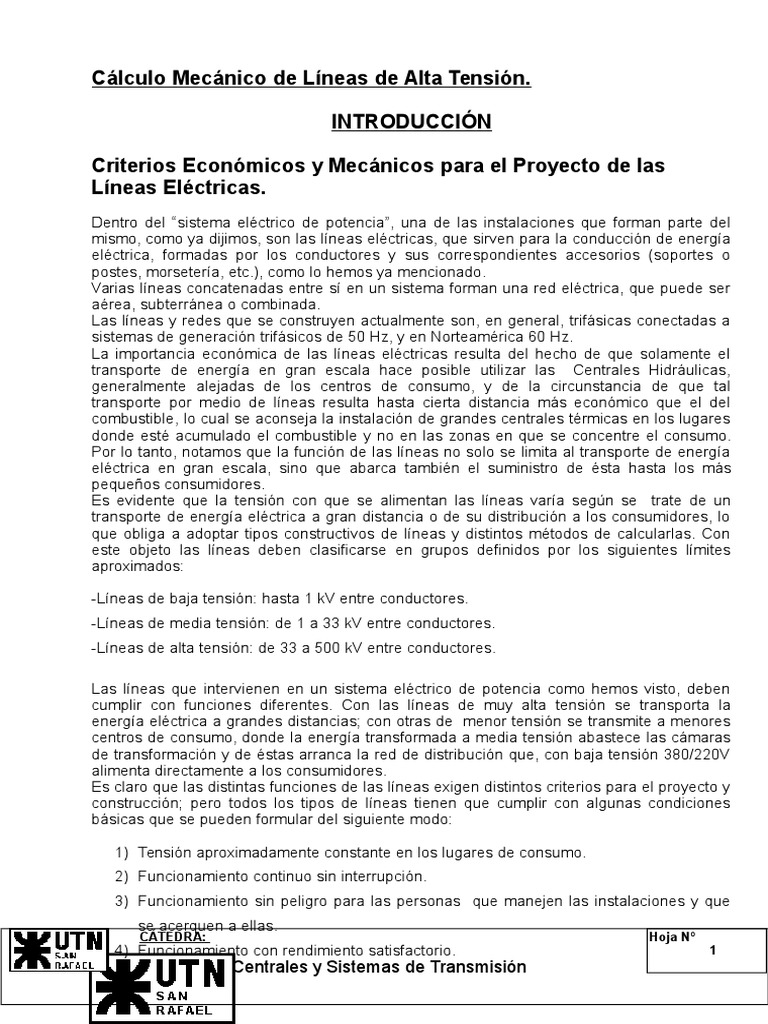 Calculo Mecanico de Lineas de Alta Tension PDF | Descargar gratis PDF | Transmisión de energía ...