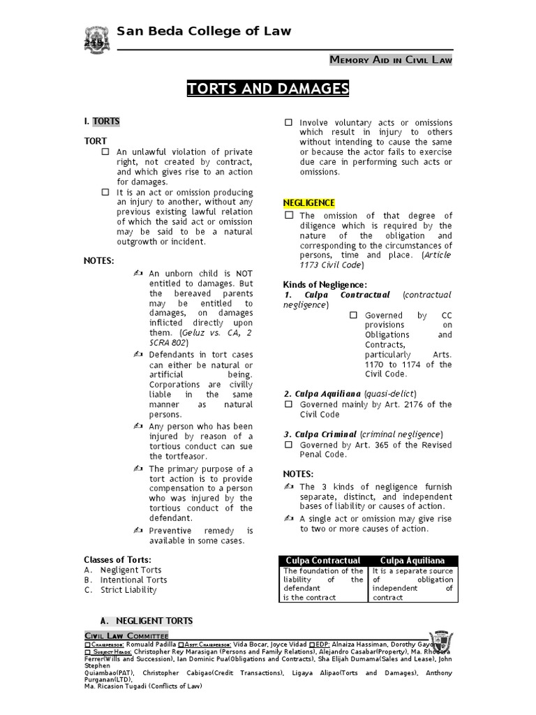 Torts and Damages 2011 | PDF | Tort | Negligence