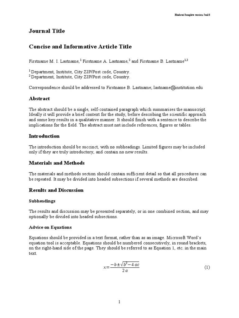 Journal Title Concise and Informative Article Title: Subheadings | PDF ...