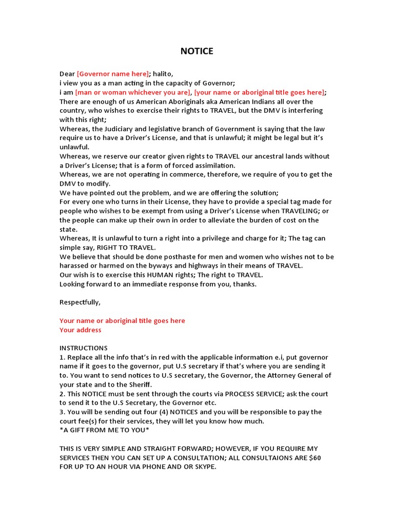 Indigenous Notice Rights To Travel | PDF
