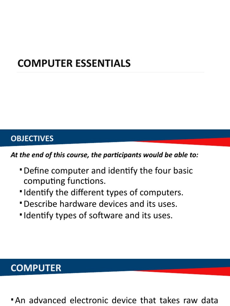 Module 1a - Computer Essentials | PDF | Computer Data Storage | Input/Output