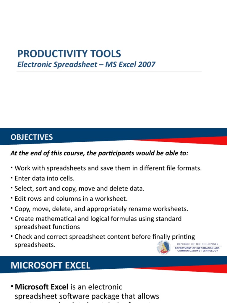 Module 3 - Electronic Spreadsheet 2007 | PDF | Spreadsheet | Microsoft ...