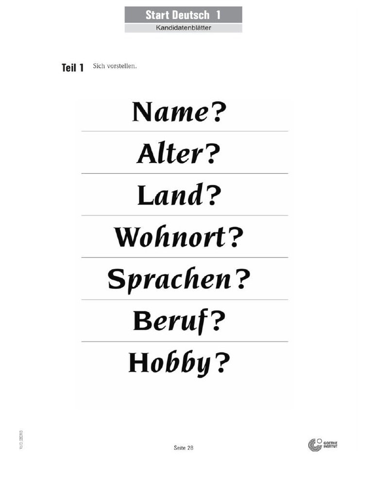 Sich Vorstellen A1 | PDF