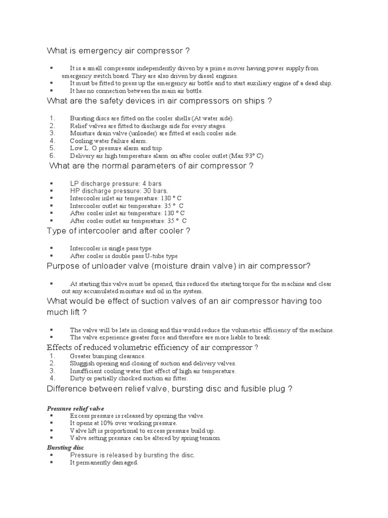 Emergency air compressor safety devices | PDF | Engines | Machines
