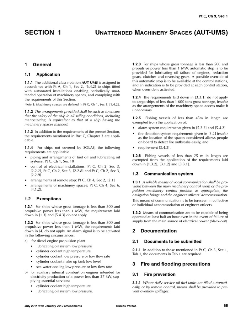 BV Rules PtE Ch3 Sec1 AUT-UMS | PDF | Turbocharger | Engines