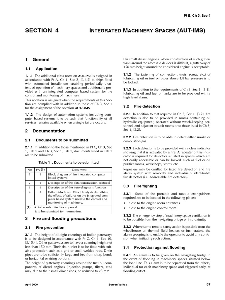 BV Rules PtE Ch3 Sec4 AUT-IMS | PDF | Steam Engine | Boiler