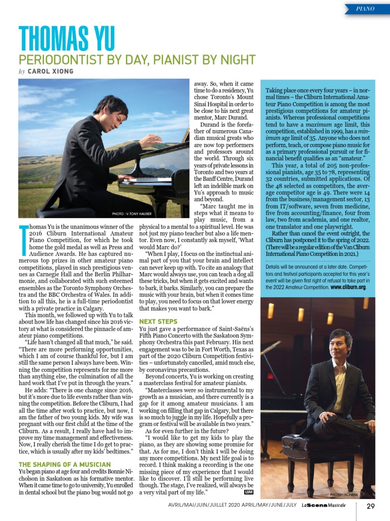 Thomas Yu Periodontist by Day, Pianist by Night by Carol Xiong (La ...