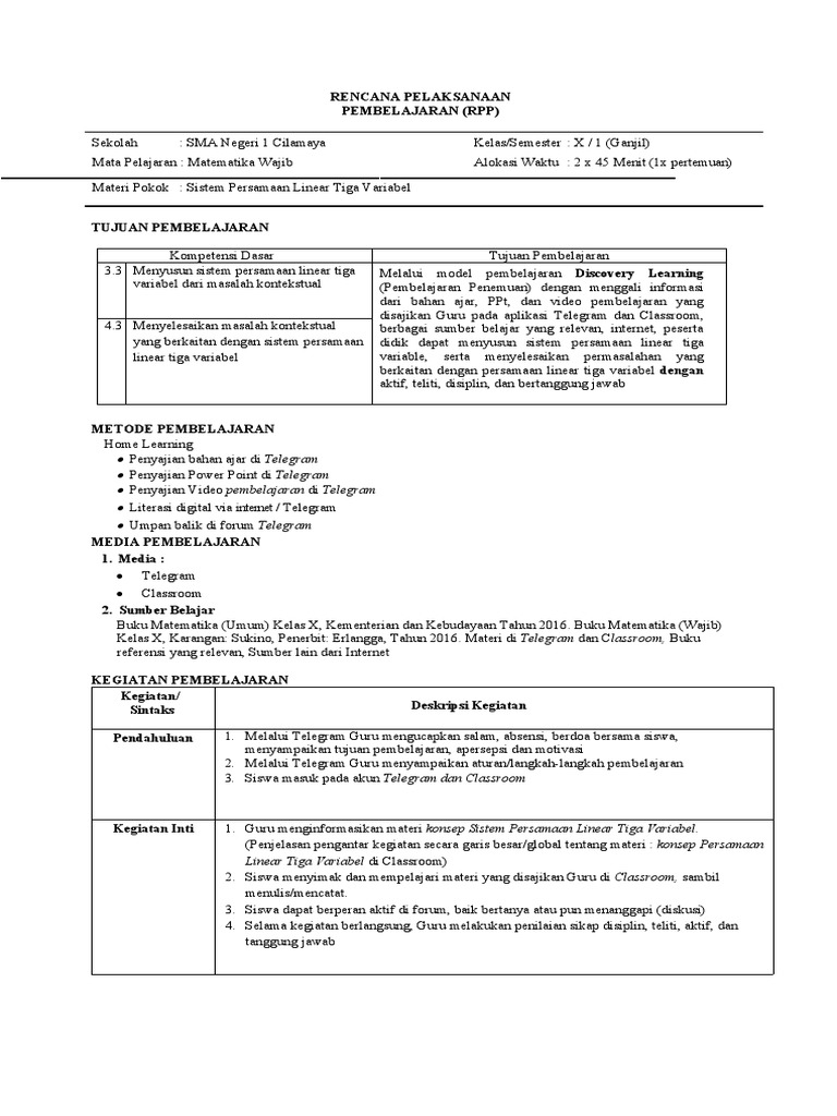 RPP MTK X SPLTV | PDF | Karier & Perkembangan