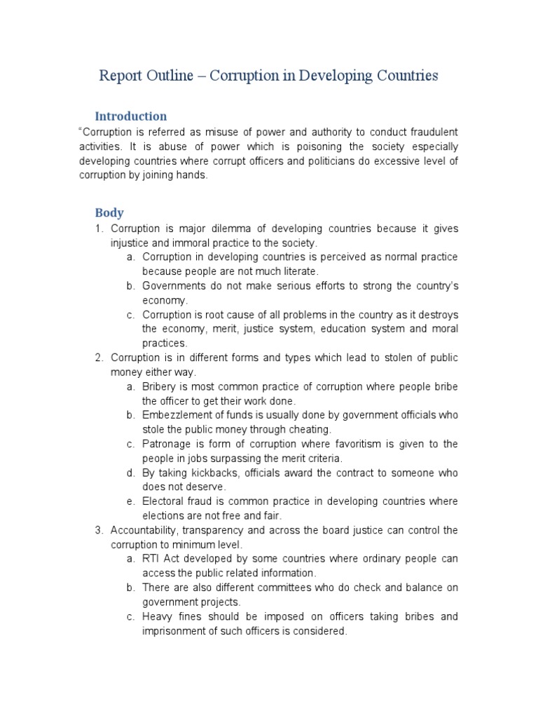 Corruption Challenges in Developing Nations | PDF | Corruption ...