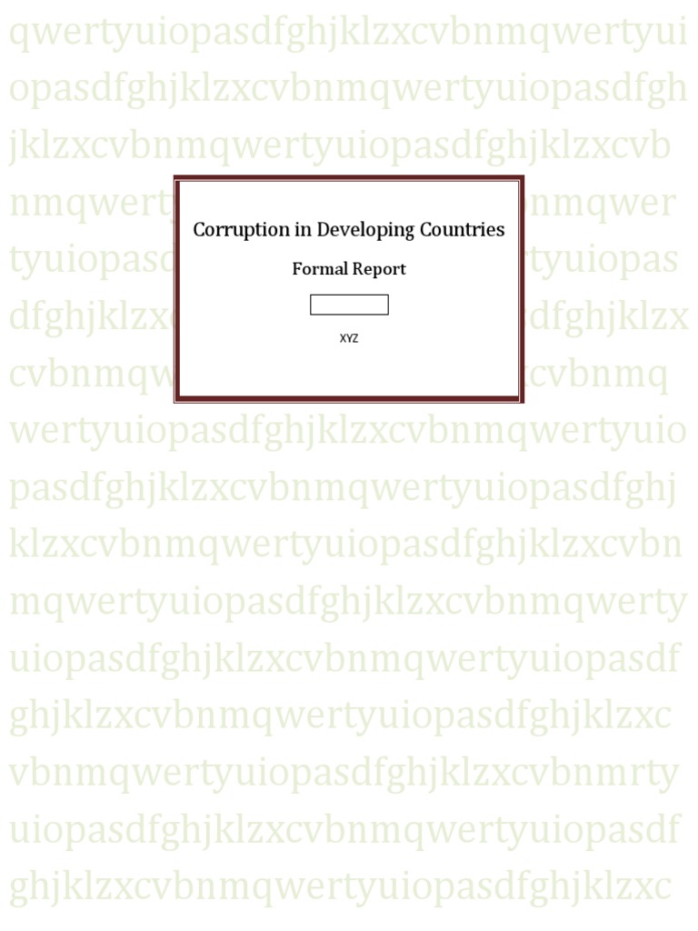 Analysis of Corruption in Developing Countries and Recommendations for ...