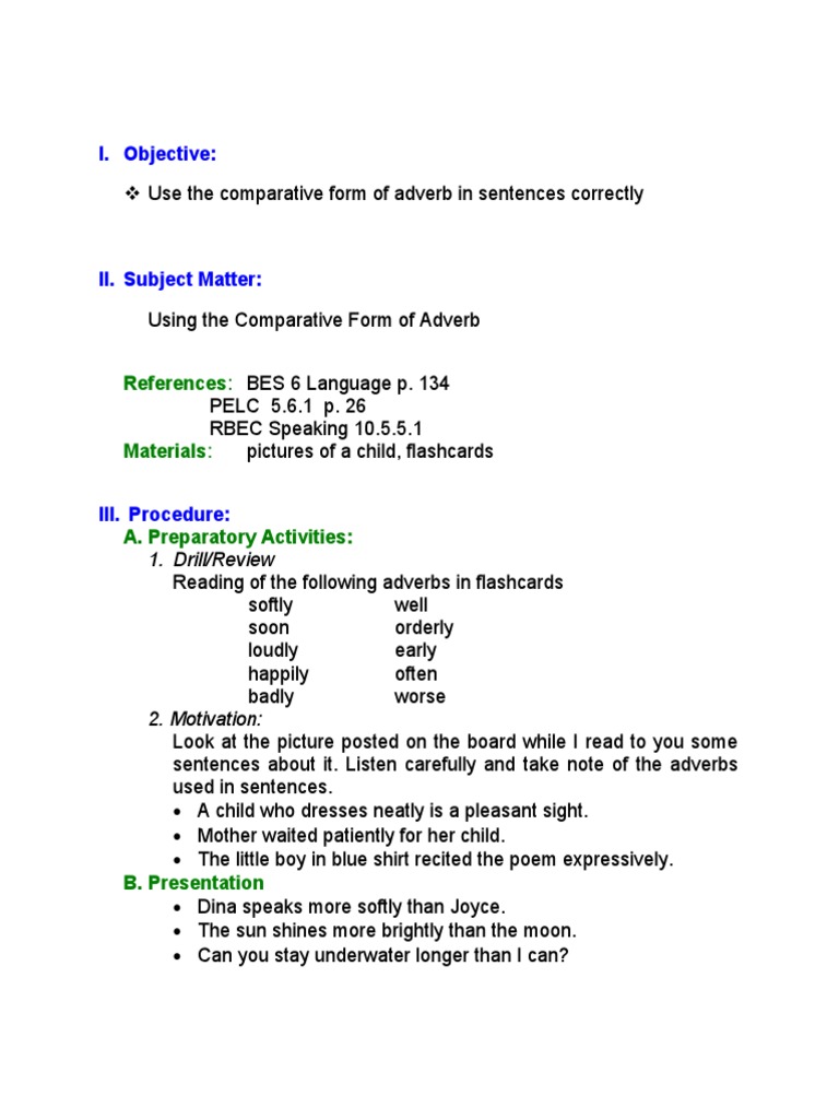 Contextualized Lesson Plan in English 6 Original | PDF | Adverb | Semiotics